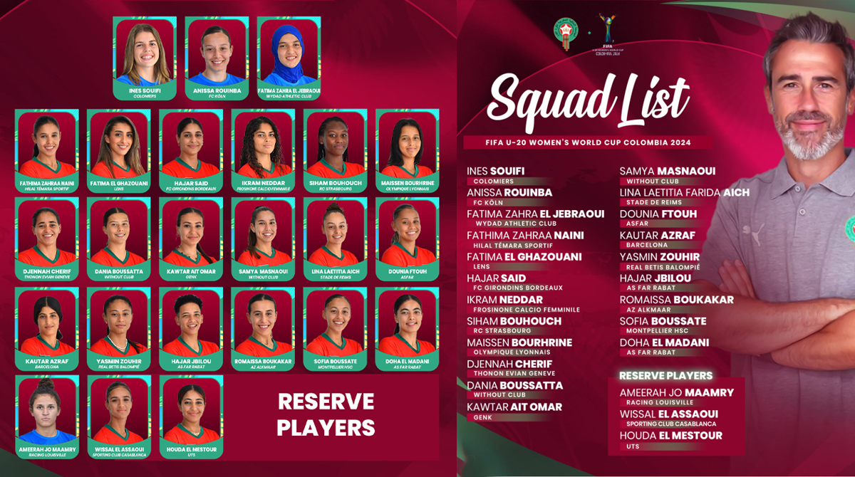 الكشف عن اللائحة النهائية للمنتخب المغربي للسيدات المشارك في كأس العالم – ChoufTV :: TV شوف